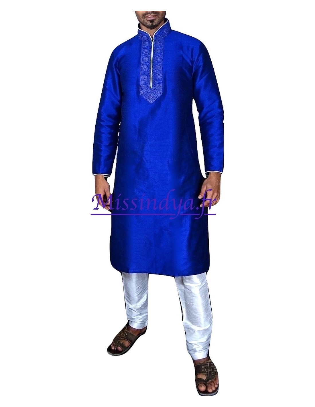 kurta Homme Bleu Robe indienne (sari indien, tunique indien, leheng...