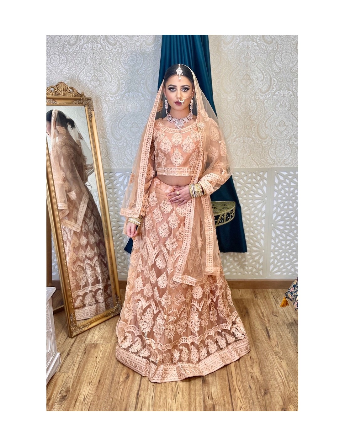 Lehenga sari Choli Manas Corail mariage Lehenga choli (ensemble jup...
